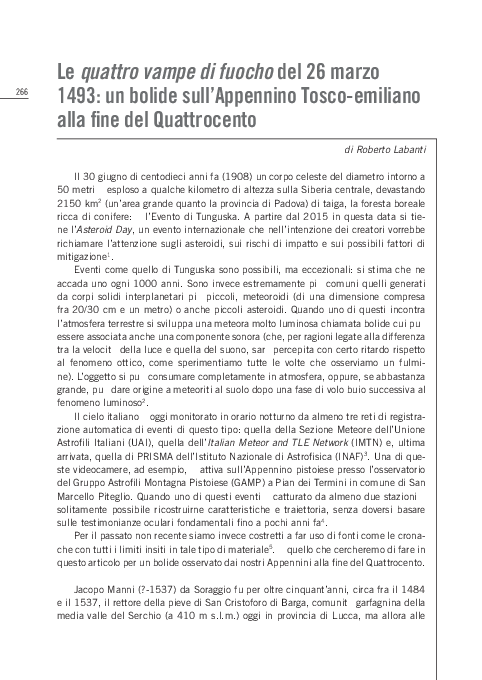 (PDF) Le quattro vampe di fuocho del 26 marzo 1493: un bolide sull ...