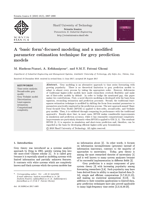 Pdf A `basic Form Focused Modeling And A Modified Parameter Estimation Technique For Grey