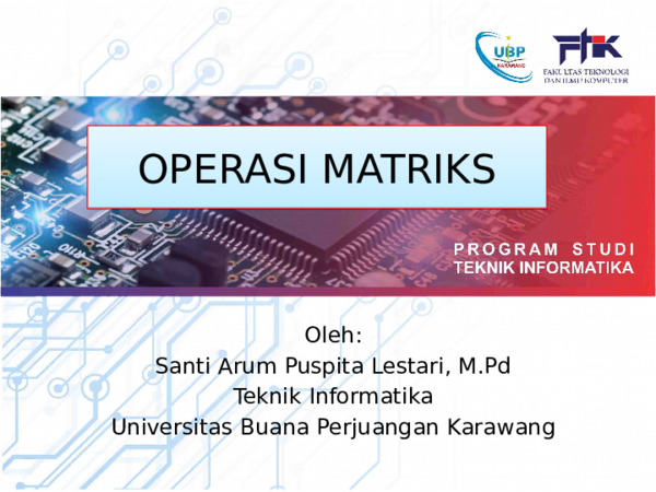 (PPT) Operasi Matriks