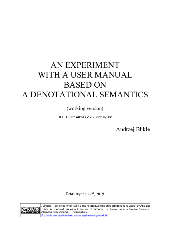 (PDF) AN EXPERIMENT WITH A USER MANUAL BASED ON A DENOTATIONAL SEMANTICS