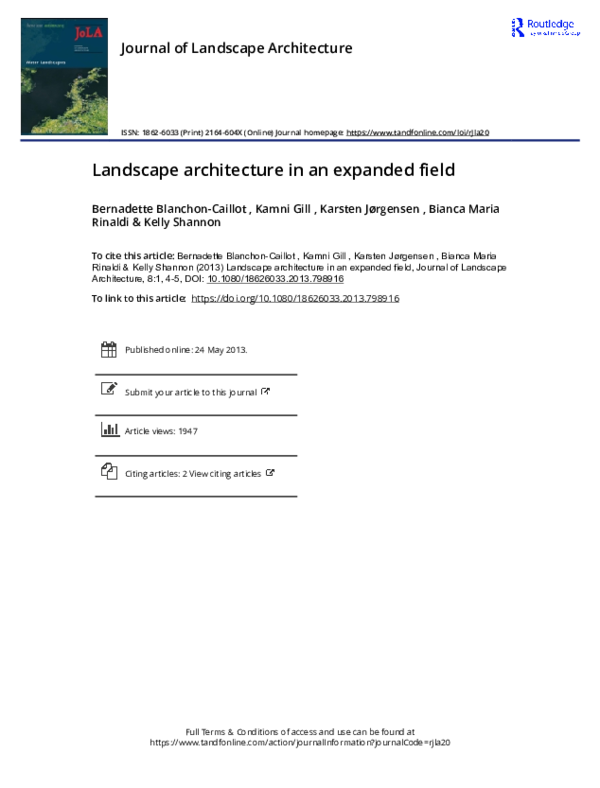 (PDF) Landscape architecture in an expanded field