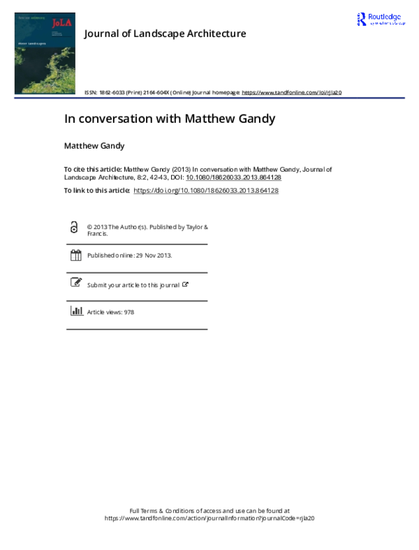 (PDF) in conversation with Matthew Gandy