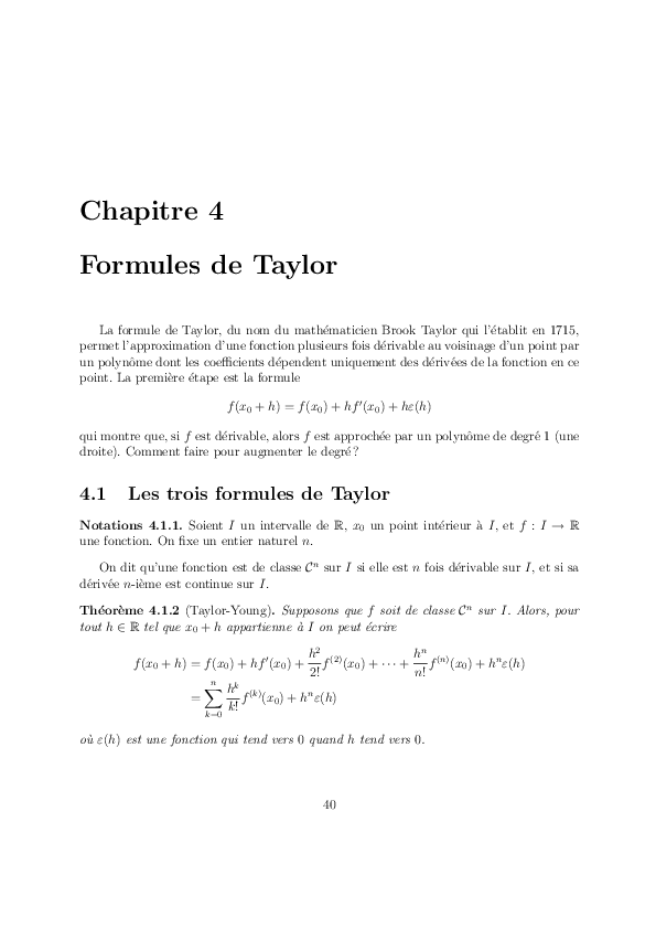 (PDF) Chapitre 4 Formules de Taylor