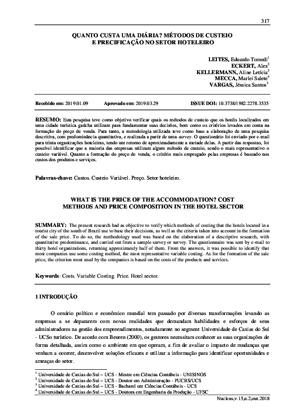 (PDF) WHAT IS THE PRICE OF THE ACCOMMODATION? COST METHODS AND PRICE ...