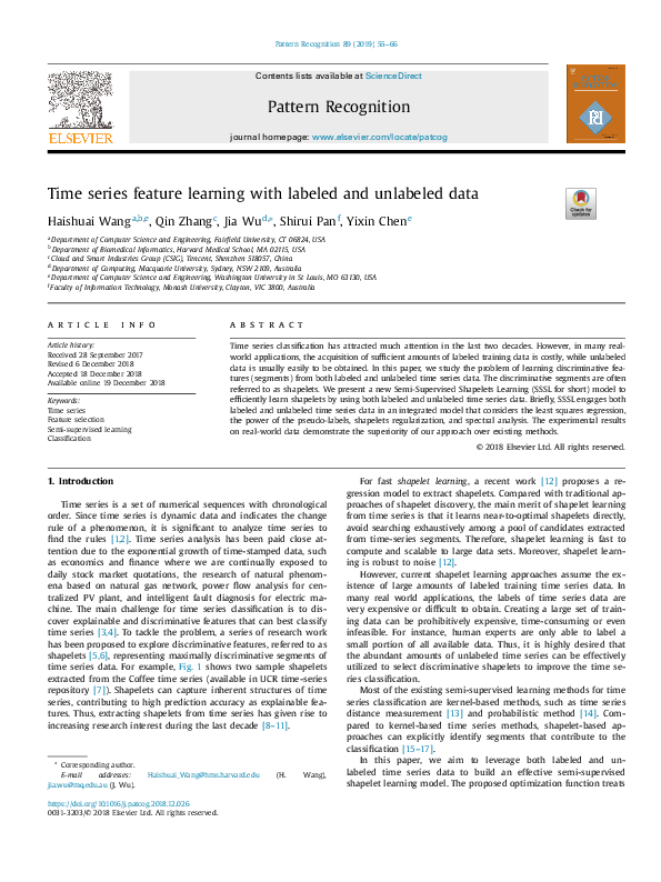 (PDF) Time series feature learning with lab ele d and unlab ele d data