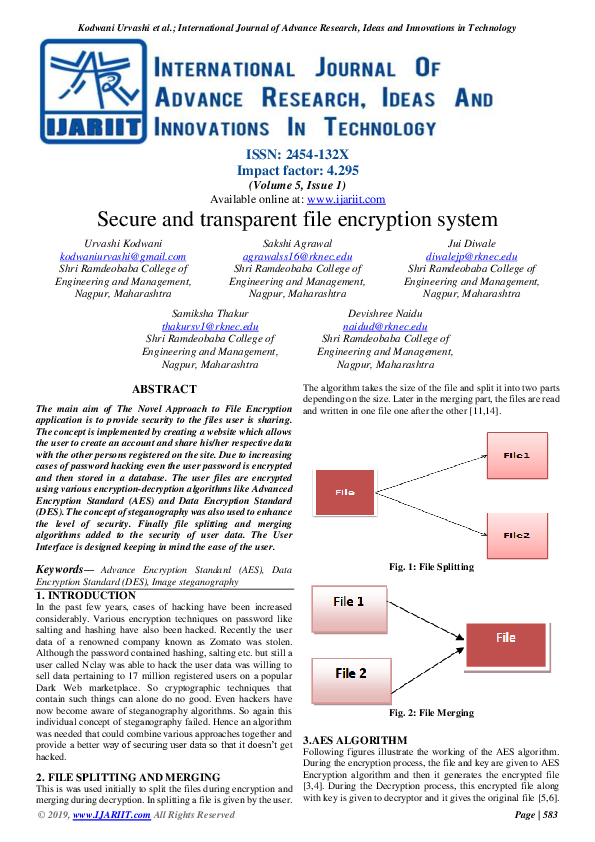 (PDF) Secure and transparent file encryption system