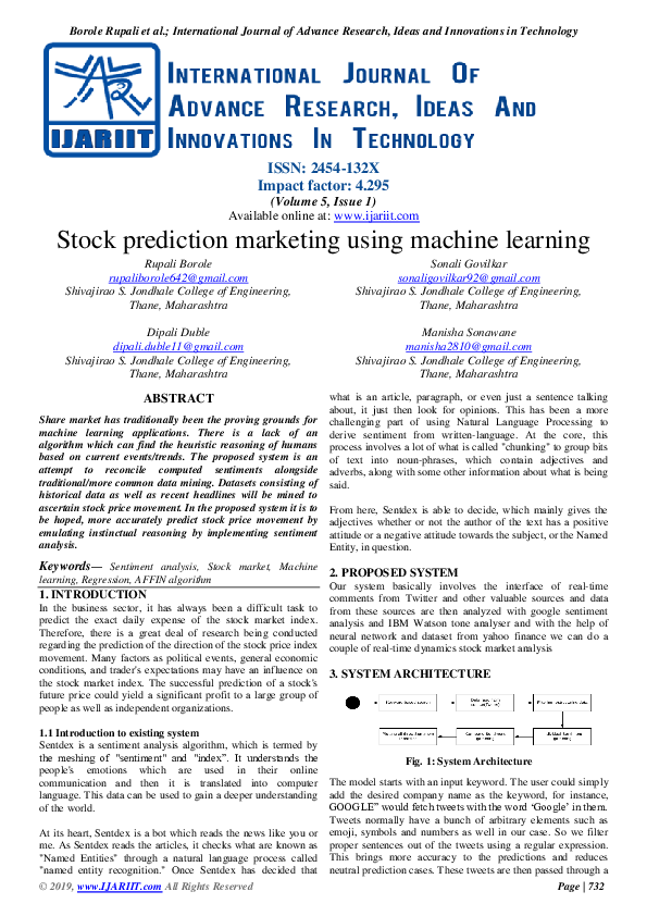 (PDF) Stock prediction marketing using machine learning