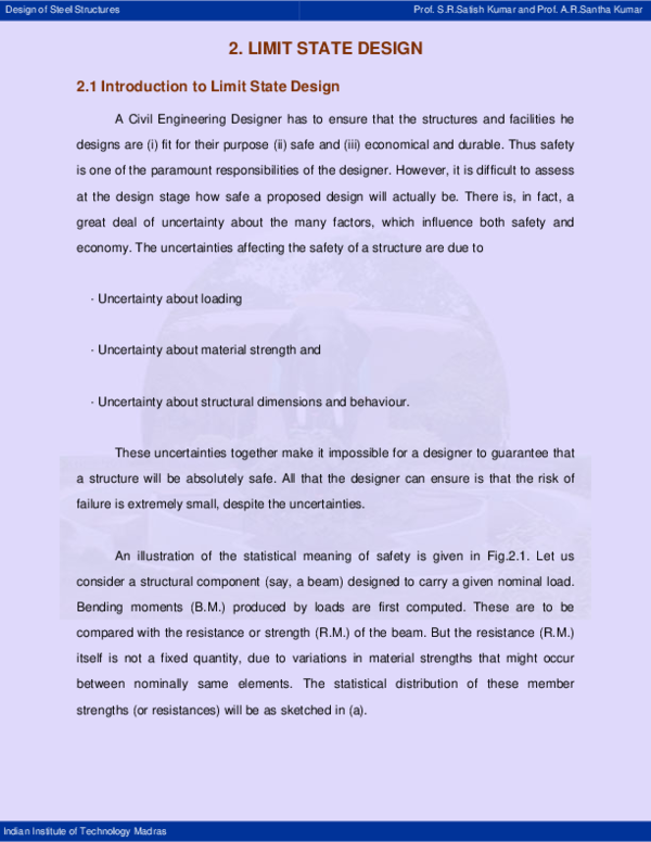 Pdf Design Of Steel Structures 2 Limit State Design 21 Introduction To Limit State Design