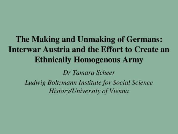 (PDF) The Making and Unmaking of Germans: Interwar Austria and the ...