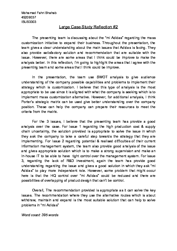 (PDF) Large Case Study Reflection #2 | Fahri Shahab - Academia.edu