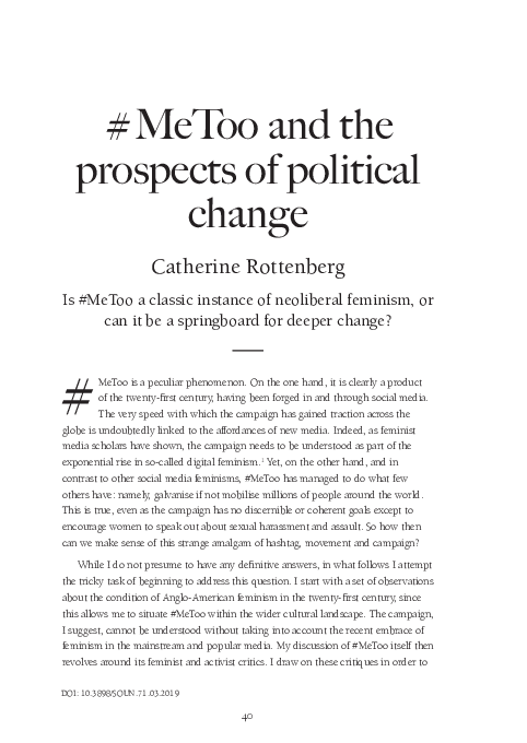 (PDF) MeToo and the prospects of political change