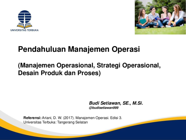 (PDF) Pendahuluan Manajemen Operasi (Manajemen Operasional, Strategi ...