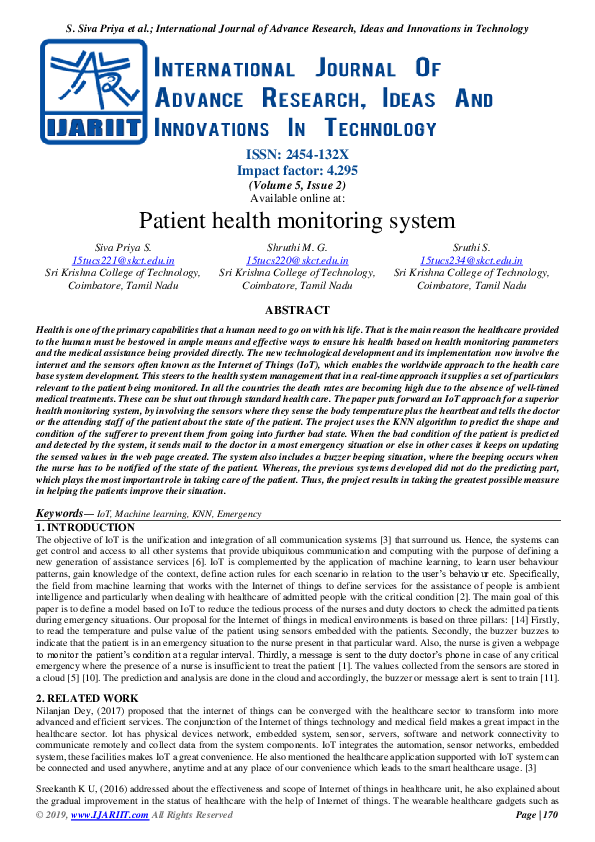 (PDF) Patient health monitoring system