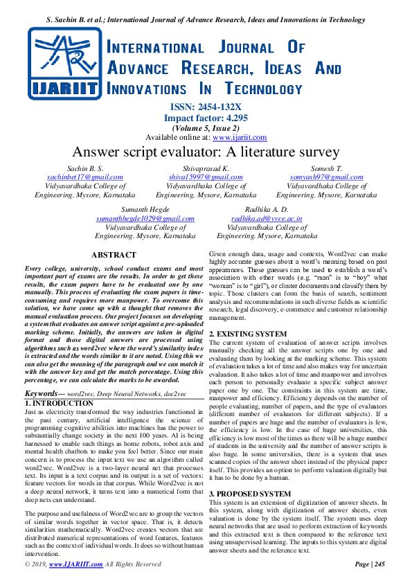 (PDF) Answer script evaluator: A literature survey