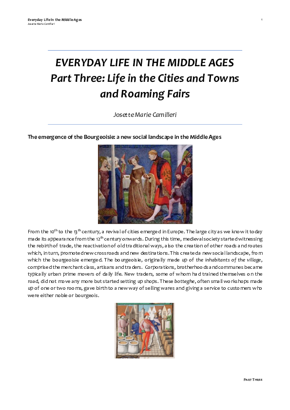 (PDF) EVERYDAY LIFE IN THE MIDDLE AGES Part Three: Life in the Cities ...