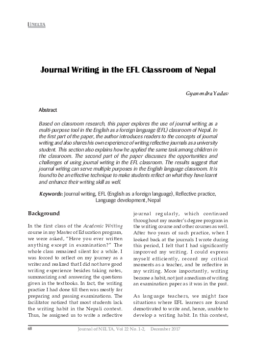 journal writing in the classroom