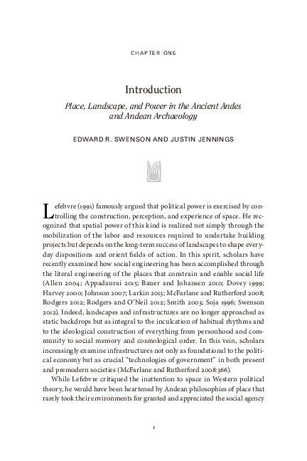 (PDF) Swenson Edward R. and Justin Jennings Introduction: Andean ...