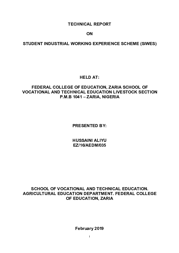 (PDF) AGRIC TECHNICAL REPORT SIWES
