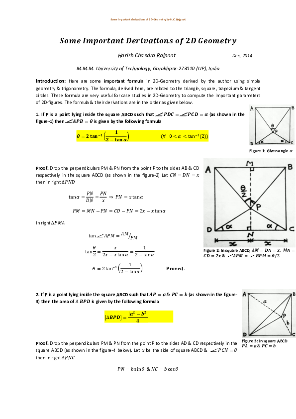 (PDF) Mathematical derivations of some important formula for triangle ...
