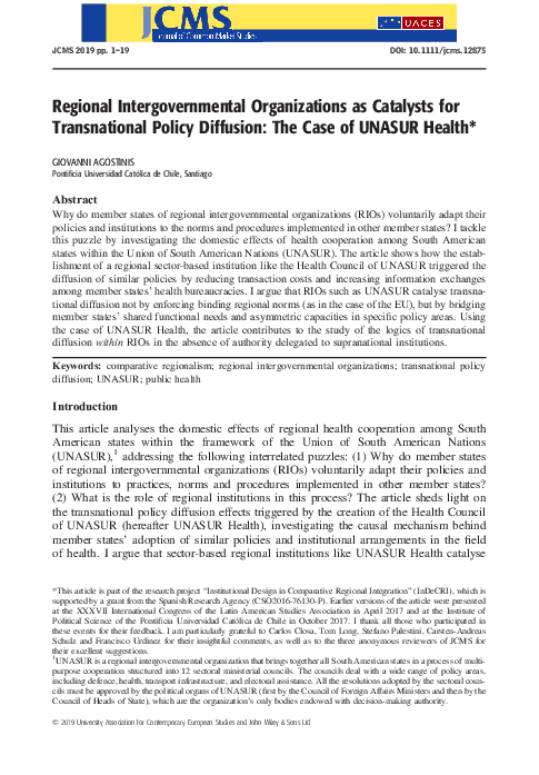 (PDF) Regional Intergovernmental Organizations as Catalysts for ...