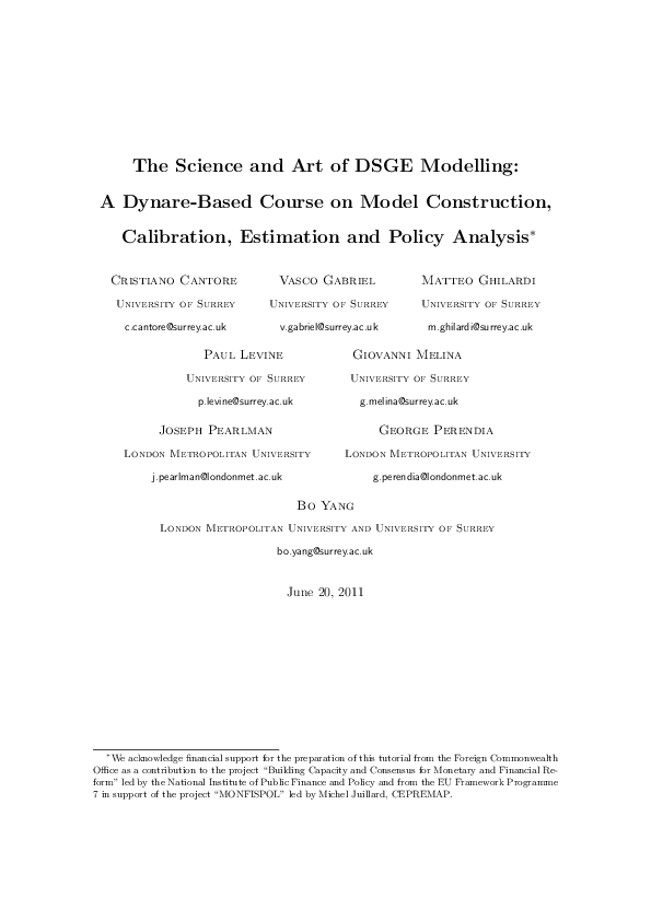 (PDF) The Science and Art of DSGE Modelling: A Dynare-Based Course on Model Construction ...