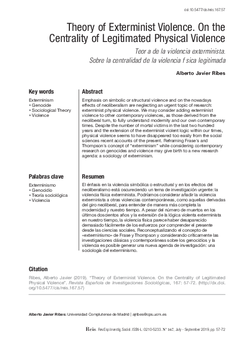 (PDF) Theory of Exterminist Violence. On the Centrality of Legitimated ...