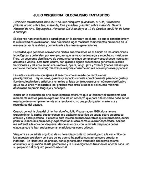 (PDF) JULIO VISQUERRA: Glocalismo Fantastico