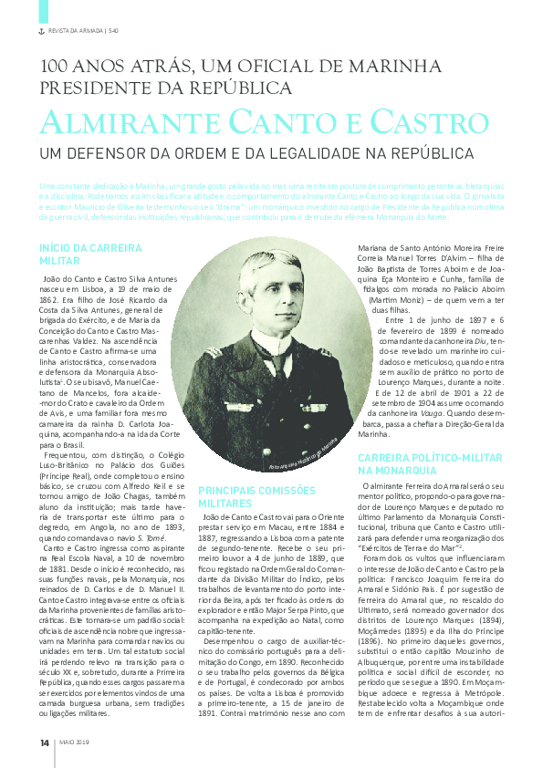 (PDF) Almirante Canto e Castro - um defensor da Ordem e da Legalidade