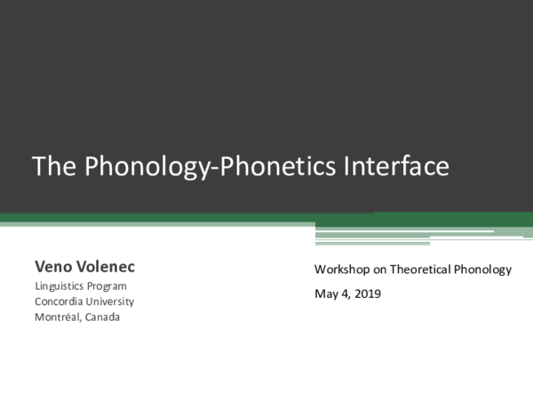 (PDF) The Phonology-Phonetics Interface