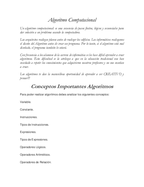 (DOC) Algoritmo Computacional