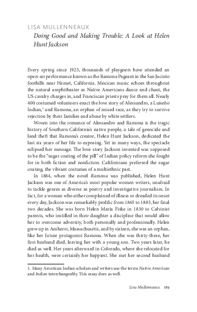 (PDF) Doing Good and Making Trouble: A Look at Helen Hunt Jackson