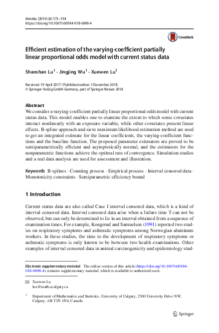 (PDF) Efficient estimation of the varying-coefficient partially linear proportional odds model ...