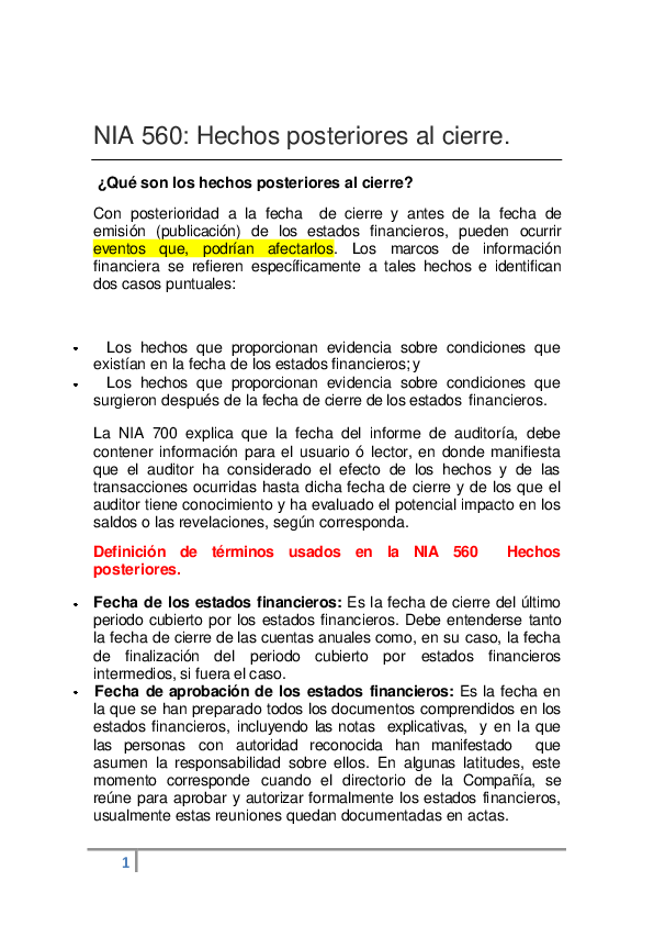 (DOC) NIA 560 HECHOS POSTERIORES AL CIERRE