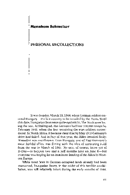 (PDF) Menahem Schmelzer, “Personal Recollections,” in Randolph L ...