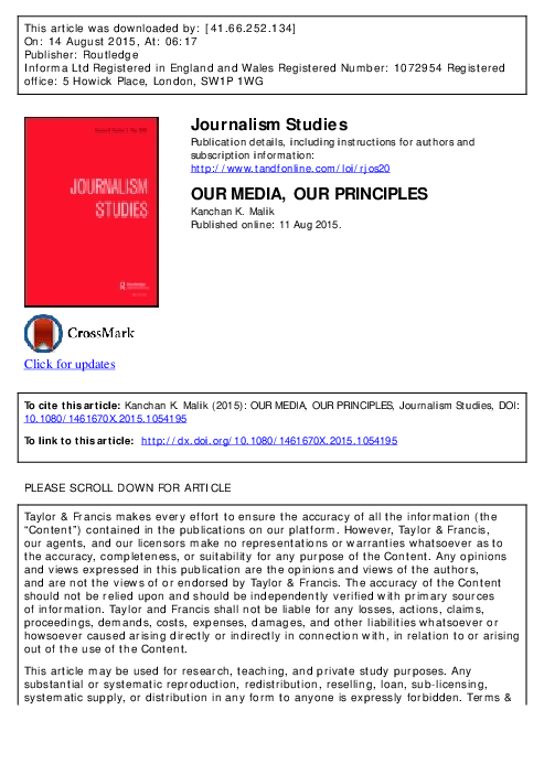 (PDF) Our Media, Our Principles: Building Codes of Practice for ...