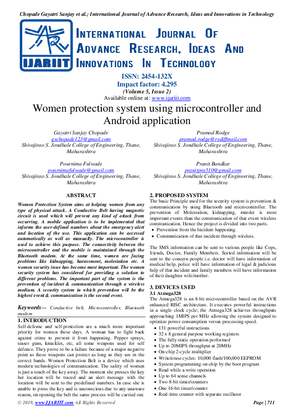 (PDF) Women protection system using microcontroller and Android application