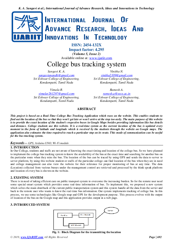 (PDF) College bus tracking system