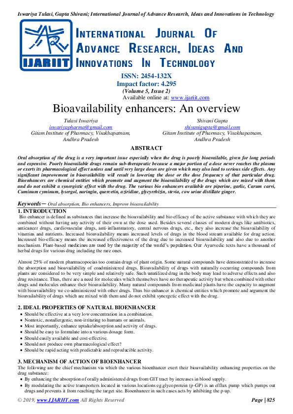 (PDF) Bioavailability enhancers: An overview