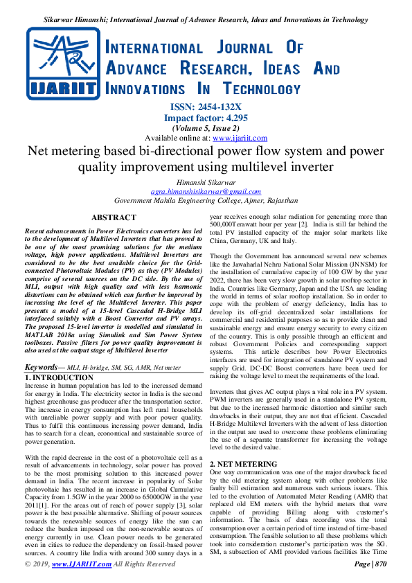 (PDF) Net metering based bi-directional power flow system and power ...
