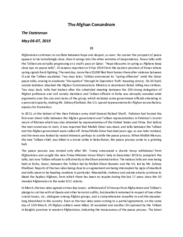 (PDF) The Afghan Conundrum