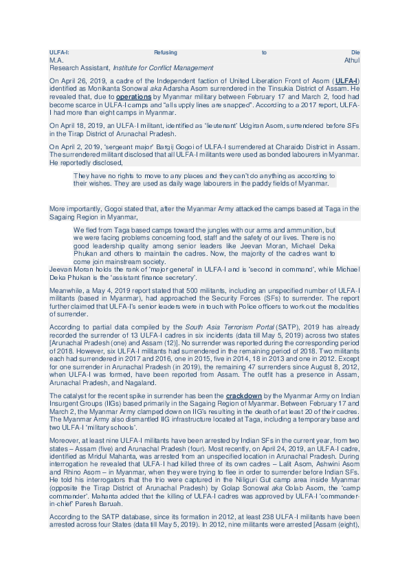 (DOC) ULFA-I: Refusing to Die