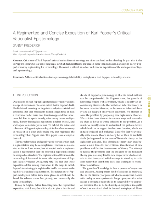 (PDF) A Regimented and Concise Exposition of Karl Popper’s Critical ...