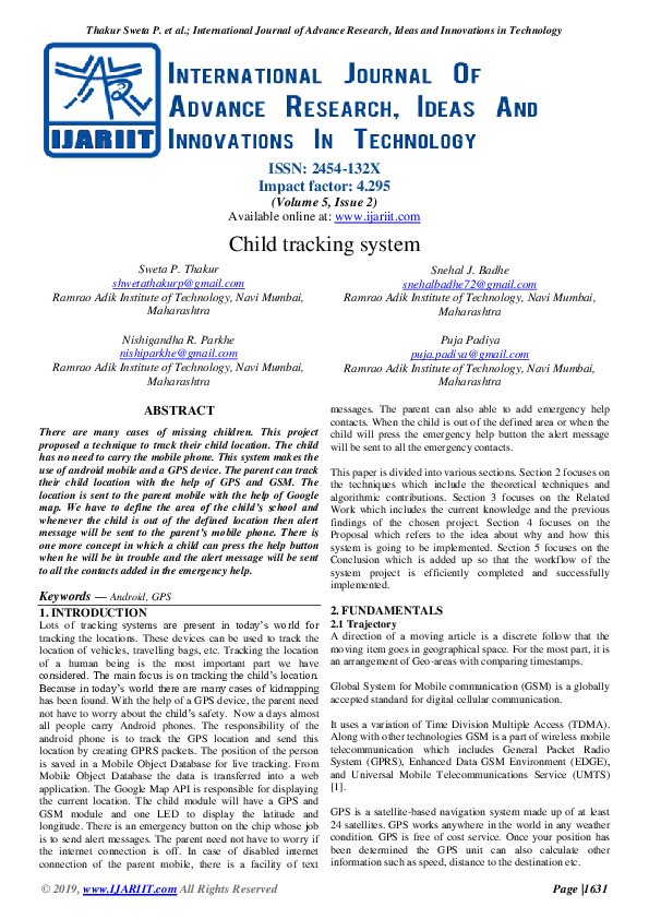 (PDF) Child tracking system
