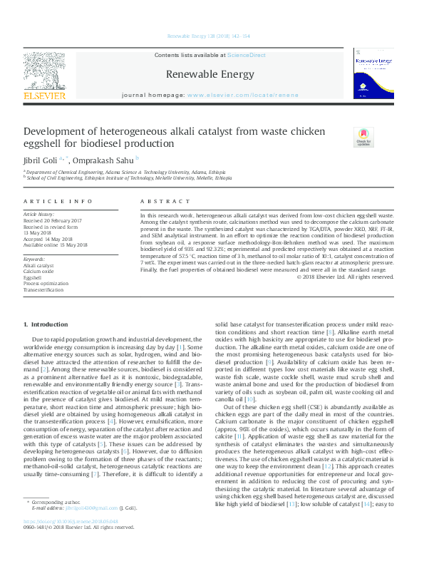 (PDF) Development of heterogeneous alkali catalyst from waste chicken ...