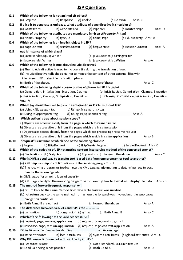 Doc Jsp Questions 