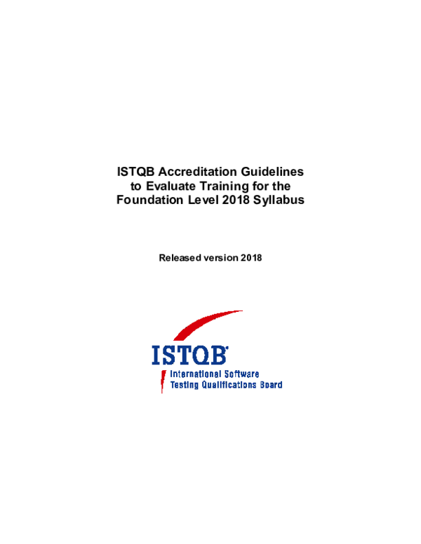 (PDF) ISTQB Accreditation Guidelines to Evaluate Training for the ...