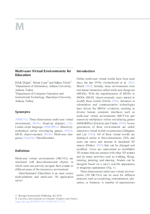 (PDF) Multi-user virtual environments for education