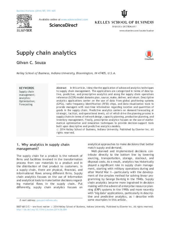 (PDF) Supply chain analytics