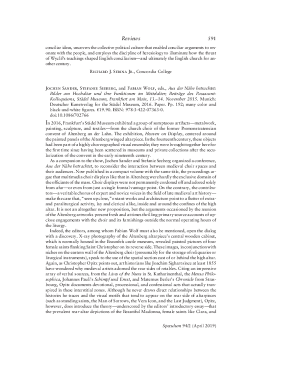 (PDF) [REVIEW] Jochen Sander, eds., Aus der Nähe betrachtet: Bilder am ...