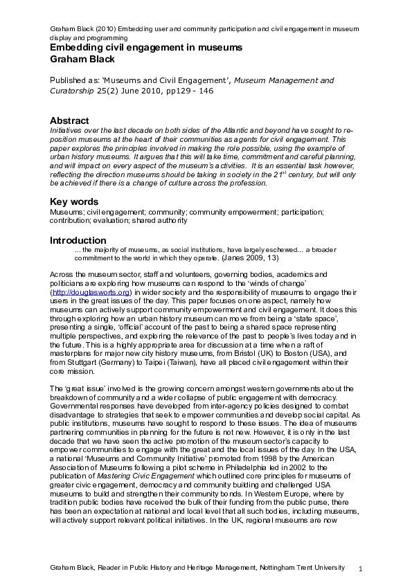 (DOC) Embedding civil engagement in museums